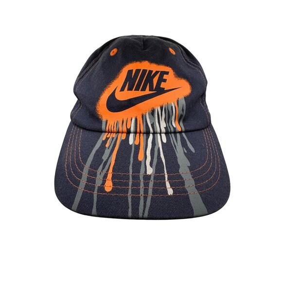 Nike | Accessories | Nike Youth Navy Blue Hat Paint Drip Splatter Logo ...